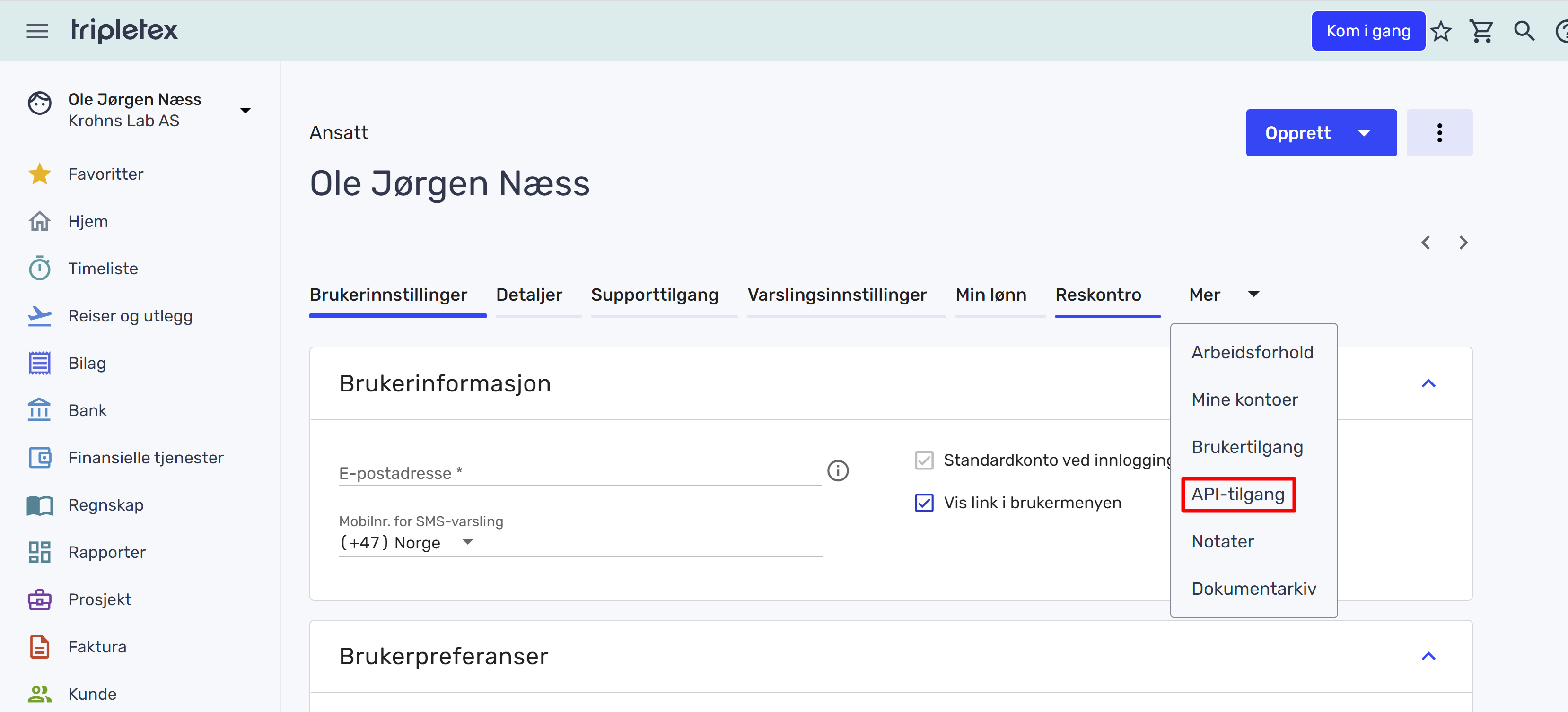 Tripletex - Integrasjon
